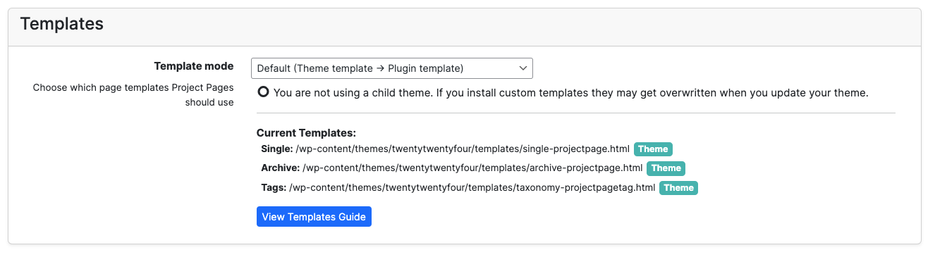 Templates - Project Pages