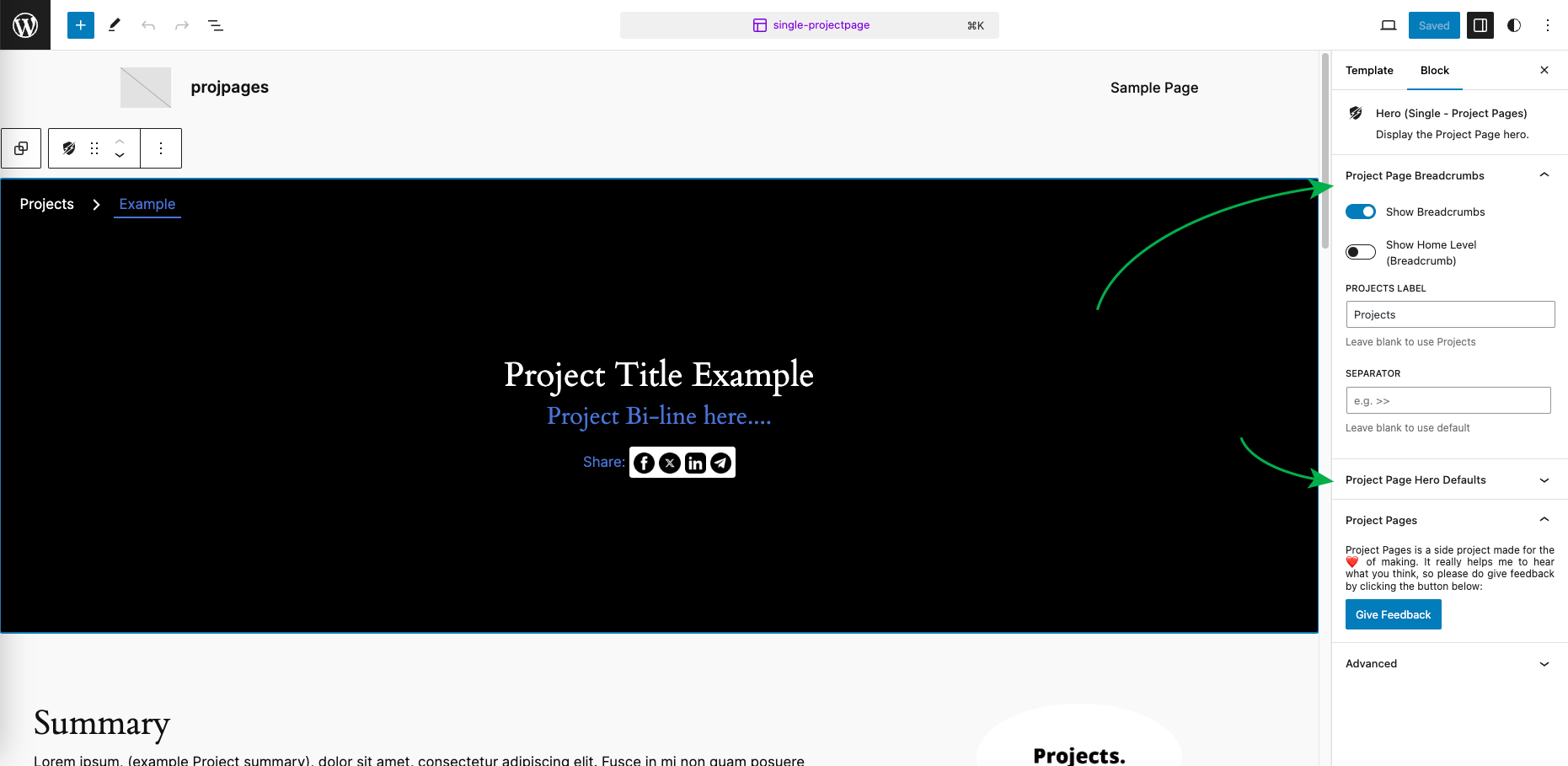 Modifying Project Page Templates - Project Pages